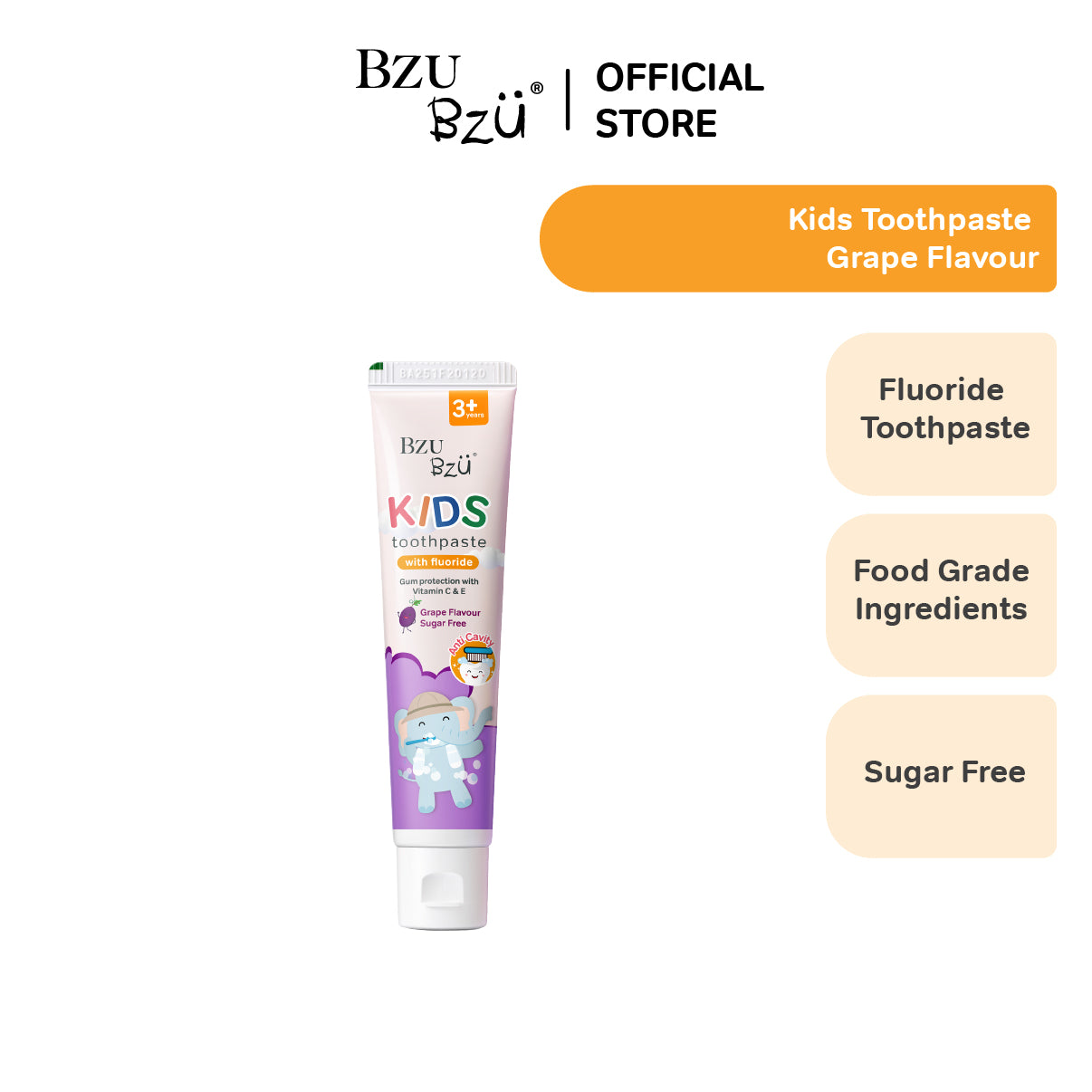 Kids Toothpaste Grape Flavour (50g) – BZU BZU MALAYSIA