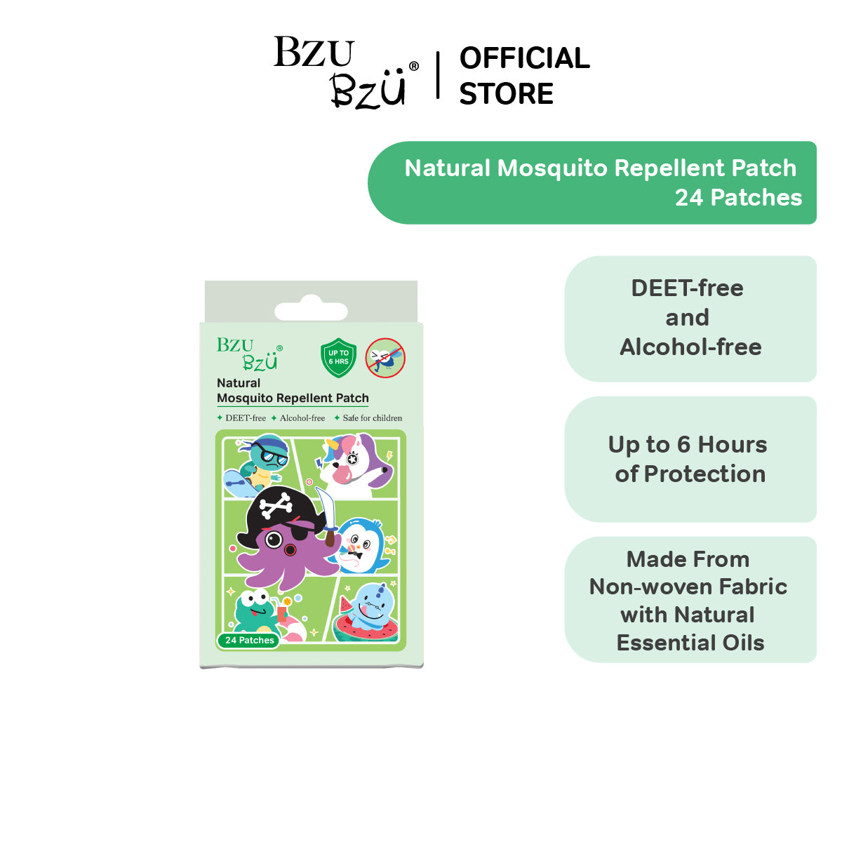 BZU BZU Natural Mosquito Repellent Patch (24 Patches) – BZU BZU MALAYSIA